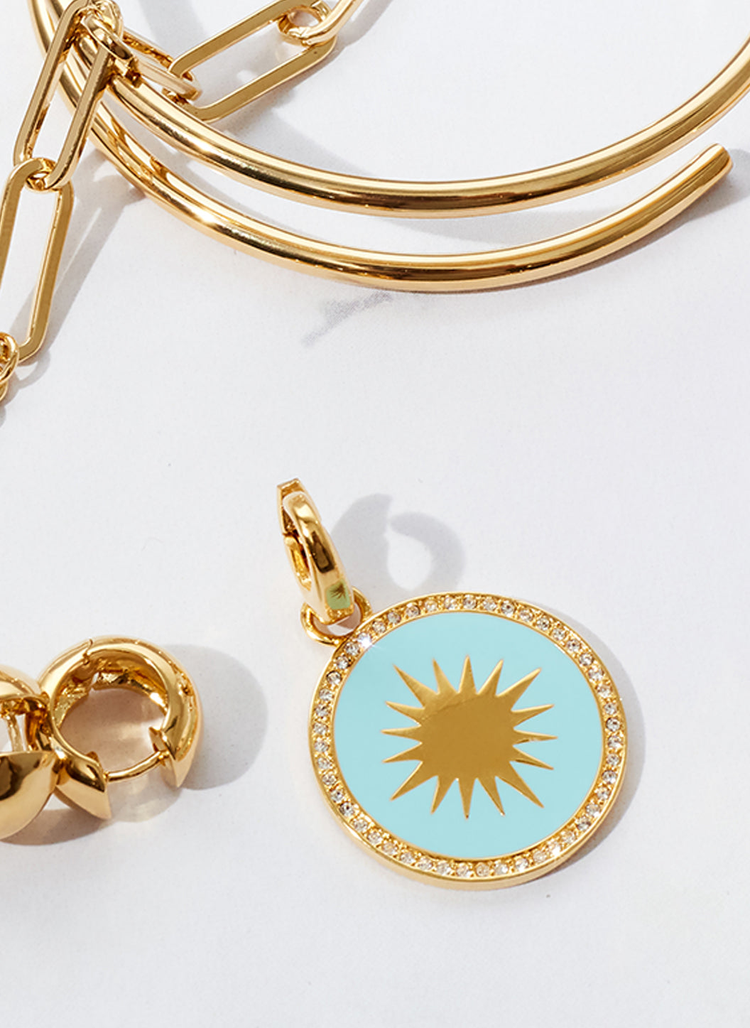 Gold Swarovski Large Turquoise Charm | Official Site