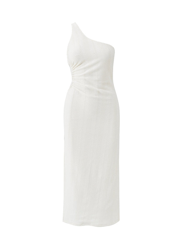 Lizzie White Midi Cut Out One Shoulder Knit Dress | Official Site