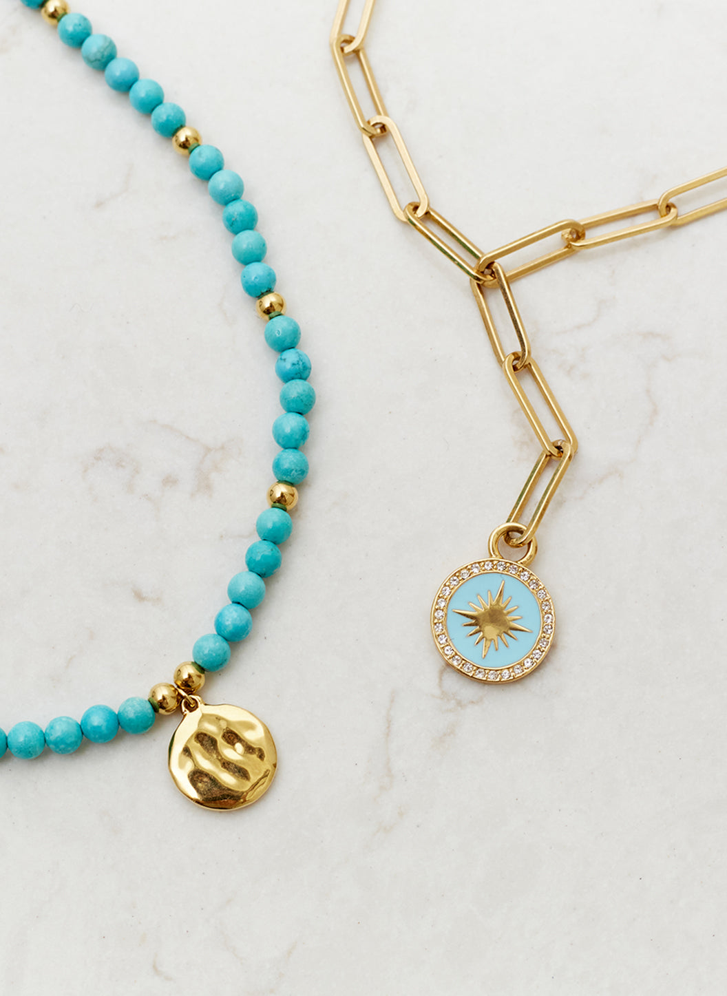 Turquoise Beaded Disc Necklace | Official Site