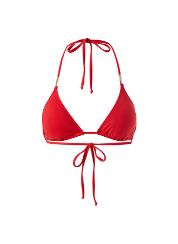 Melissa Odabash Cabo Red Branded Trim Triangle Bikini Top | Official ...