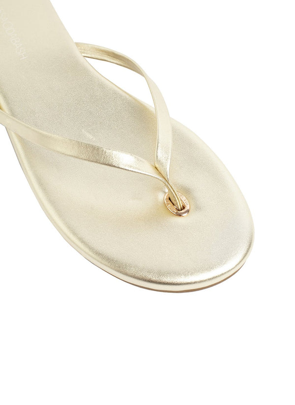 Leather Flip Flops Gold | Official Site