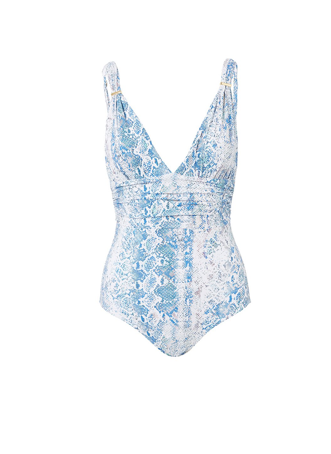 Panarea Serpente Blue Classic Over The Shoulder Ruched One Piece ...