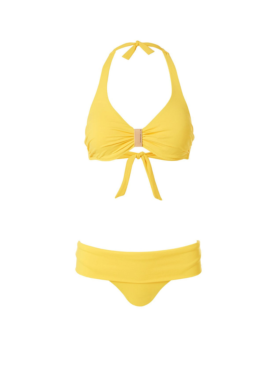 Melissa Odabash Provence Yellow Plaque Trim Supportive Halterneck