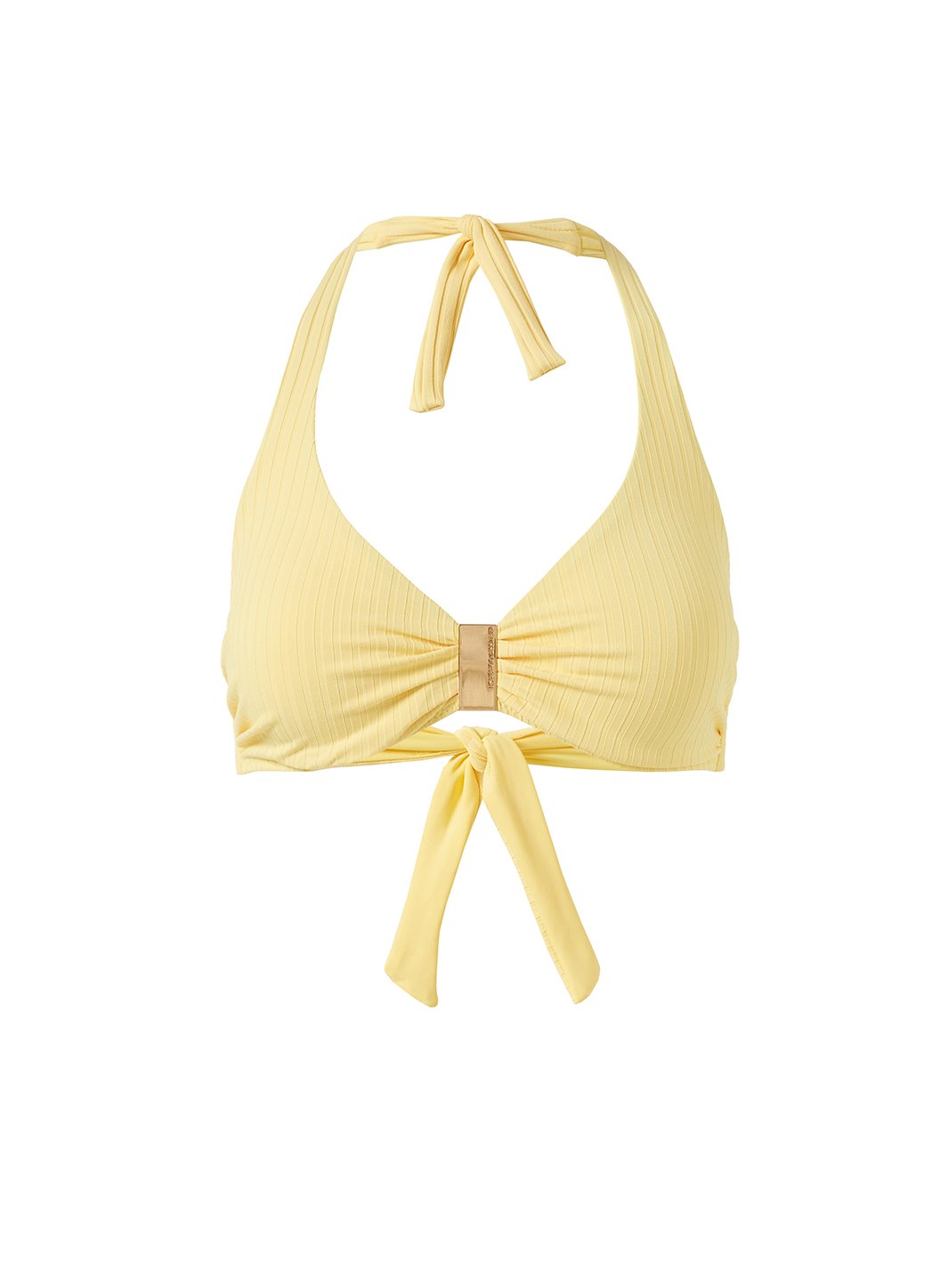 Melissa Odabash Provence Yellow Ribbed Supportive Halterneck Bikini